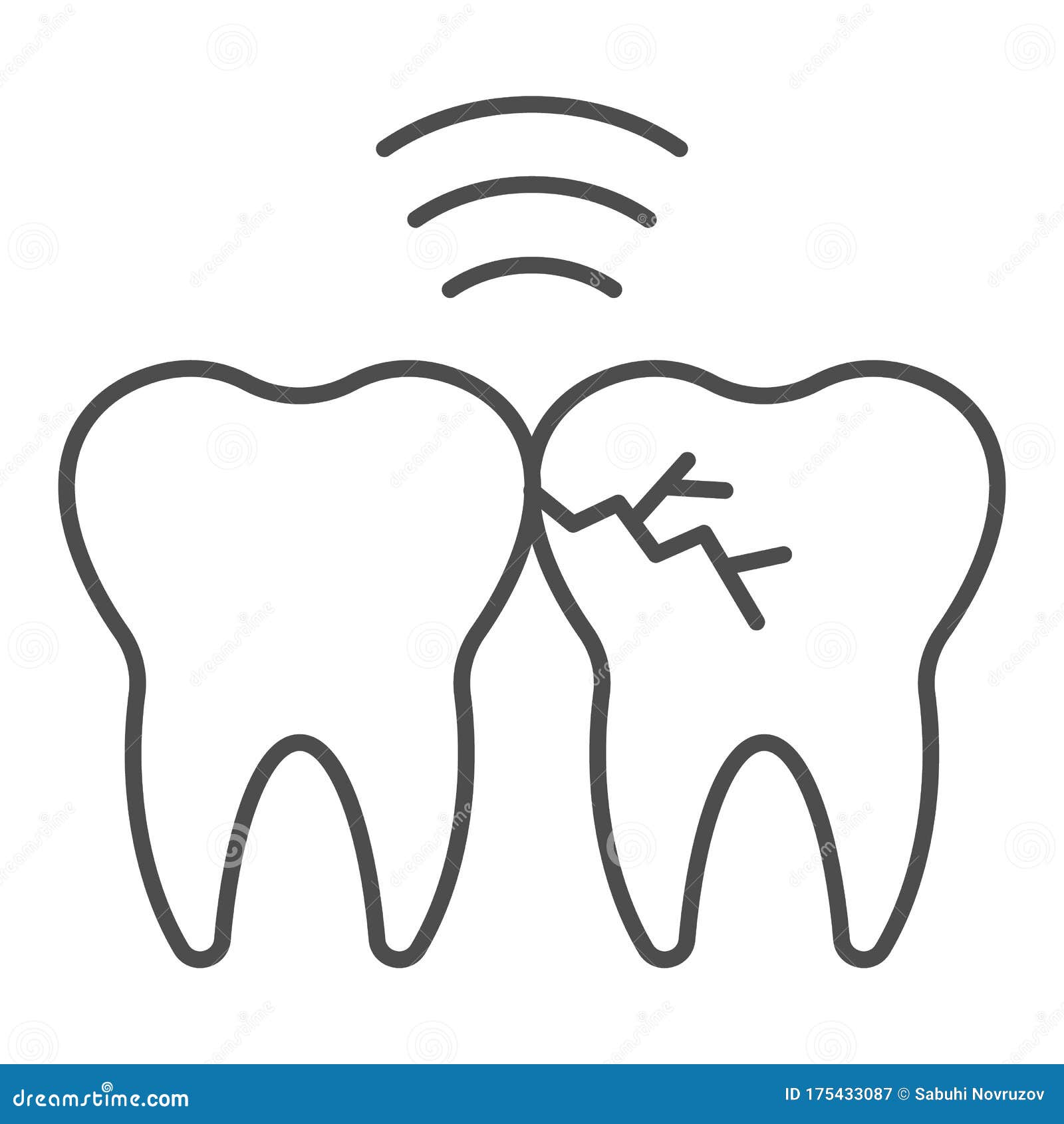 Problem Teeth With Crack Solid Icon. Caries Infection Impacted Tooth ...