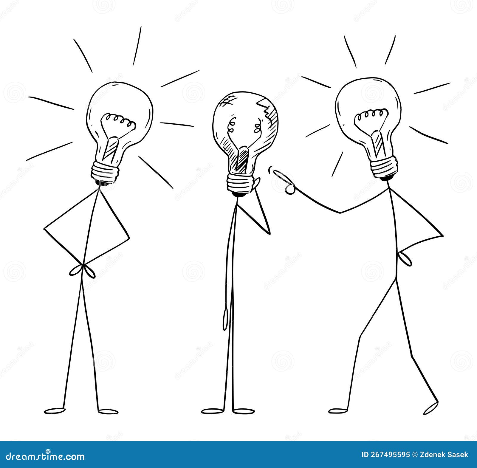 Problem of Thinking and Creativity, Vector Cartoon Stick Figure ...