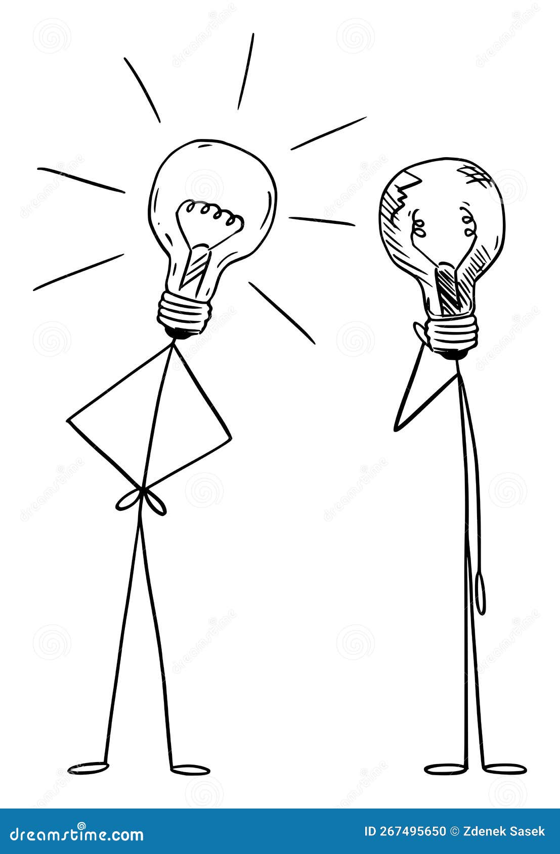 Problem of Thinking and Creativity, Vector Cartoon Stick Figure ...