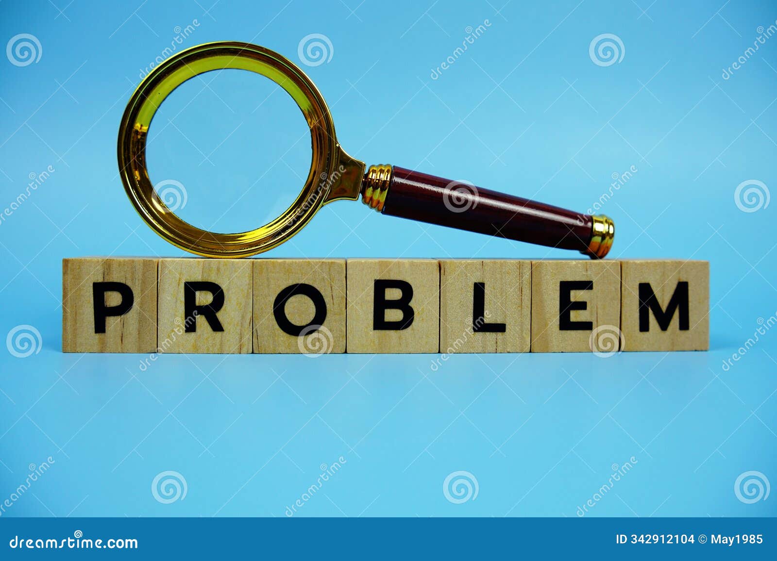 Problem with Wooden Blocks Alphabet Letters and Magnifying Glass on ...