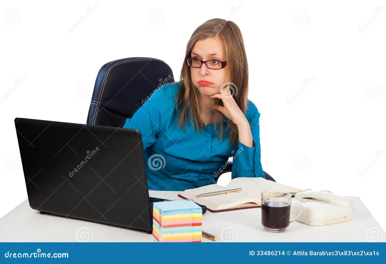 Problem at work stock photo. Image of blue, female, isolated - 33486214