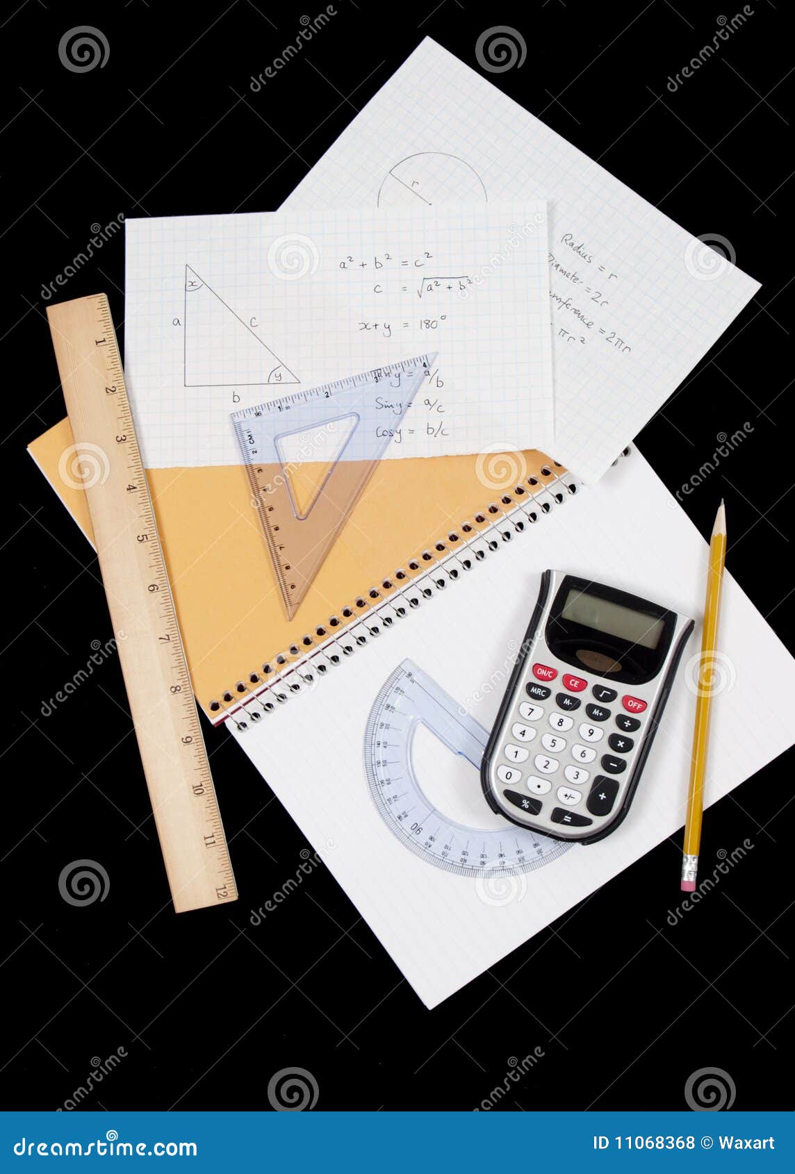 Problemas De Matemáticas Manuscritos E Instrumentos Foto de archivo ...