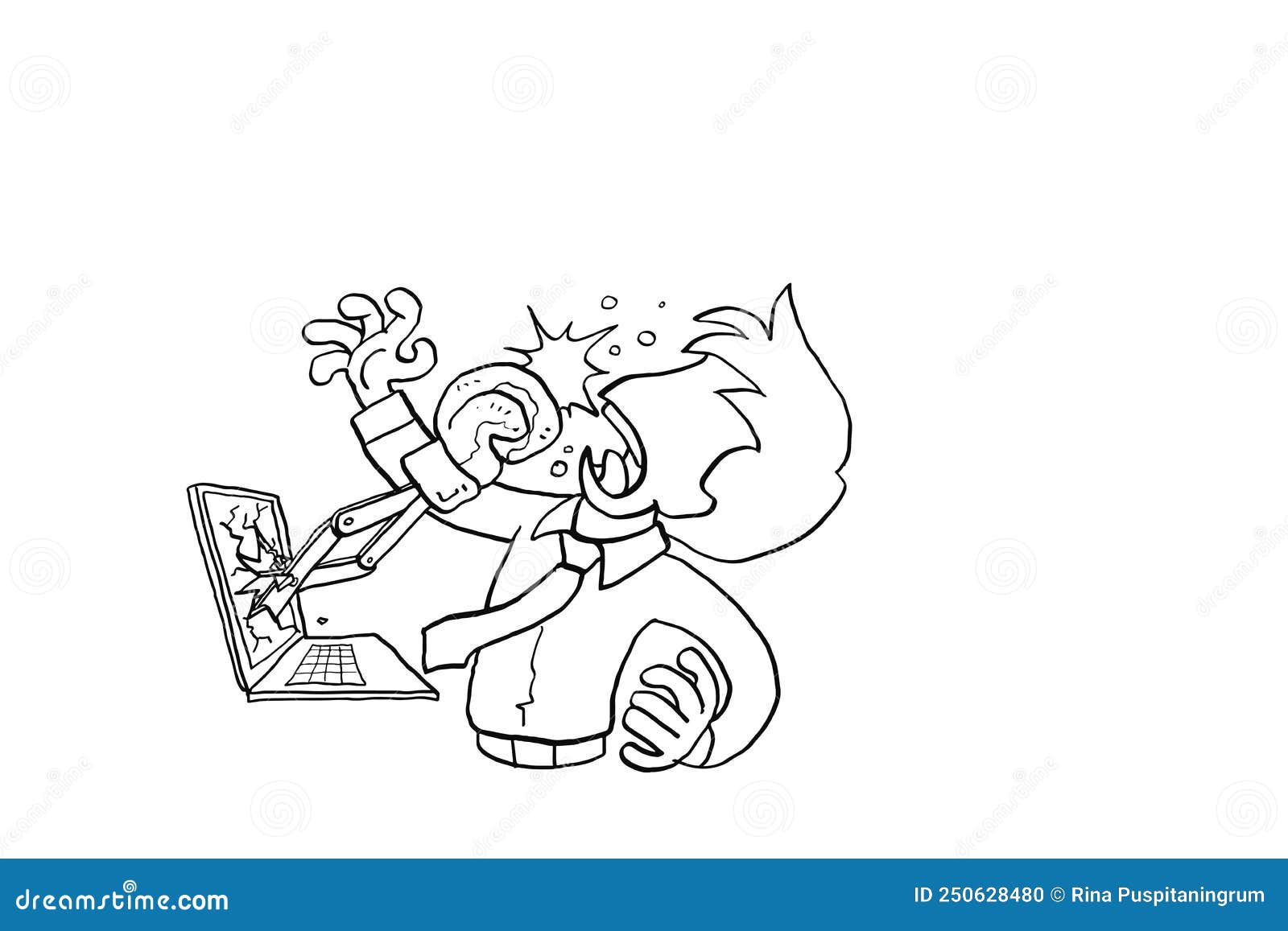 Problematic Laptop Puch Bac the Businessman. Concept for Computer Error ...