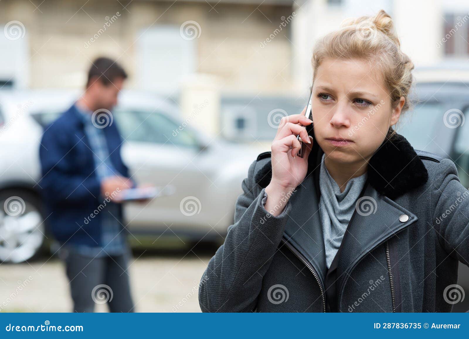 Problematic Woman with Vehicular Breakdown Stock Image - Image of ...