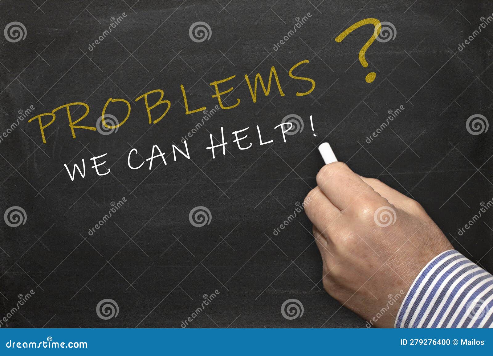 Problems - we Can Help - Female Hand with Chalk Writing Text on ...