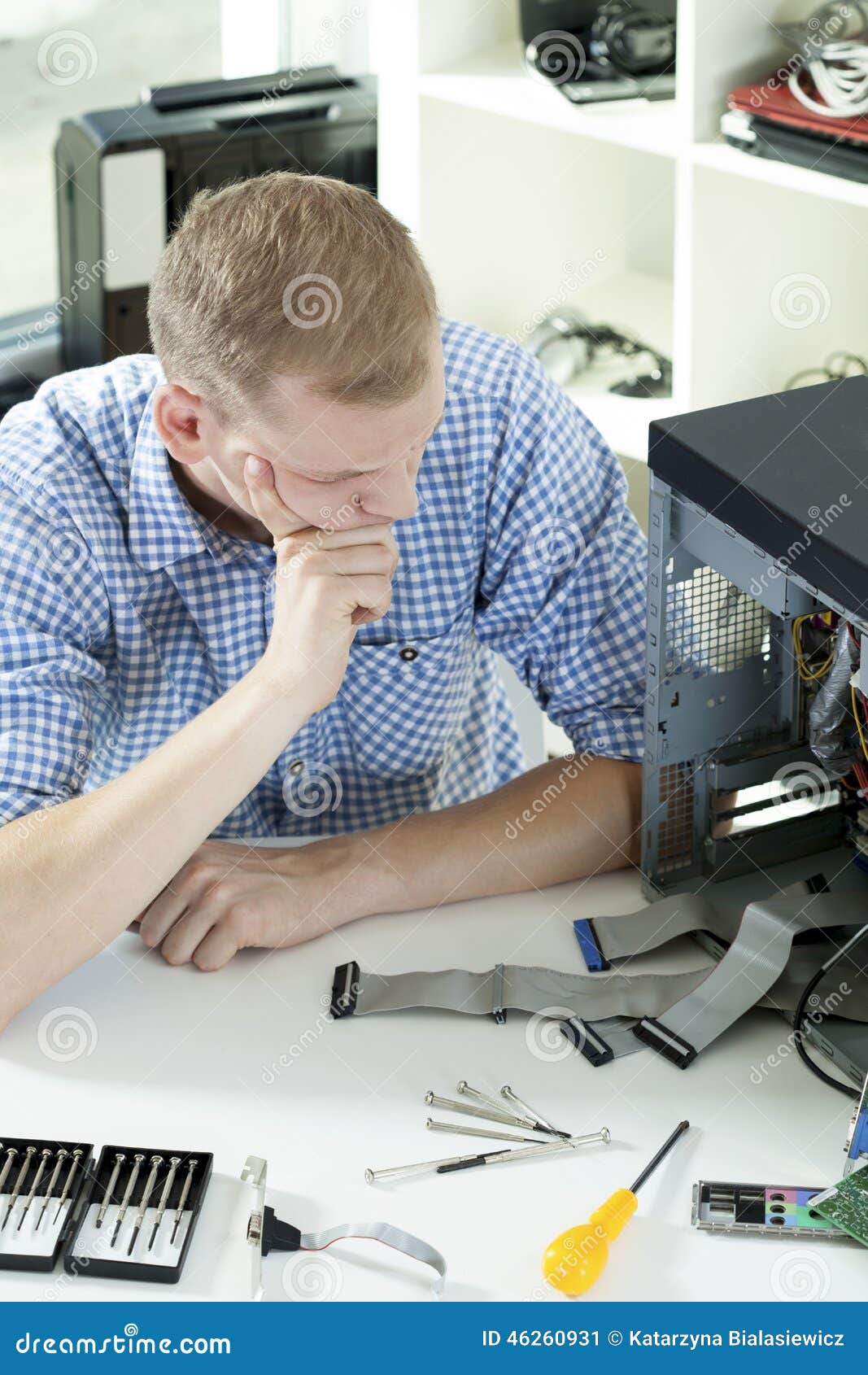 Problems during Computer Repair Stock Image - Image of technician ...