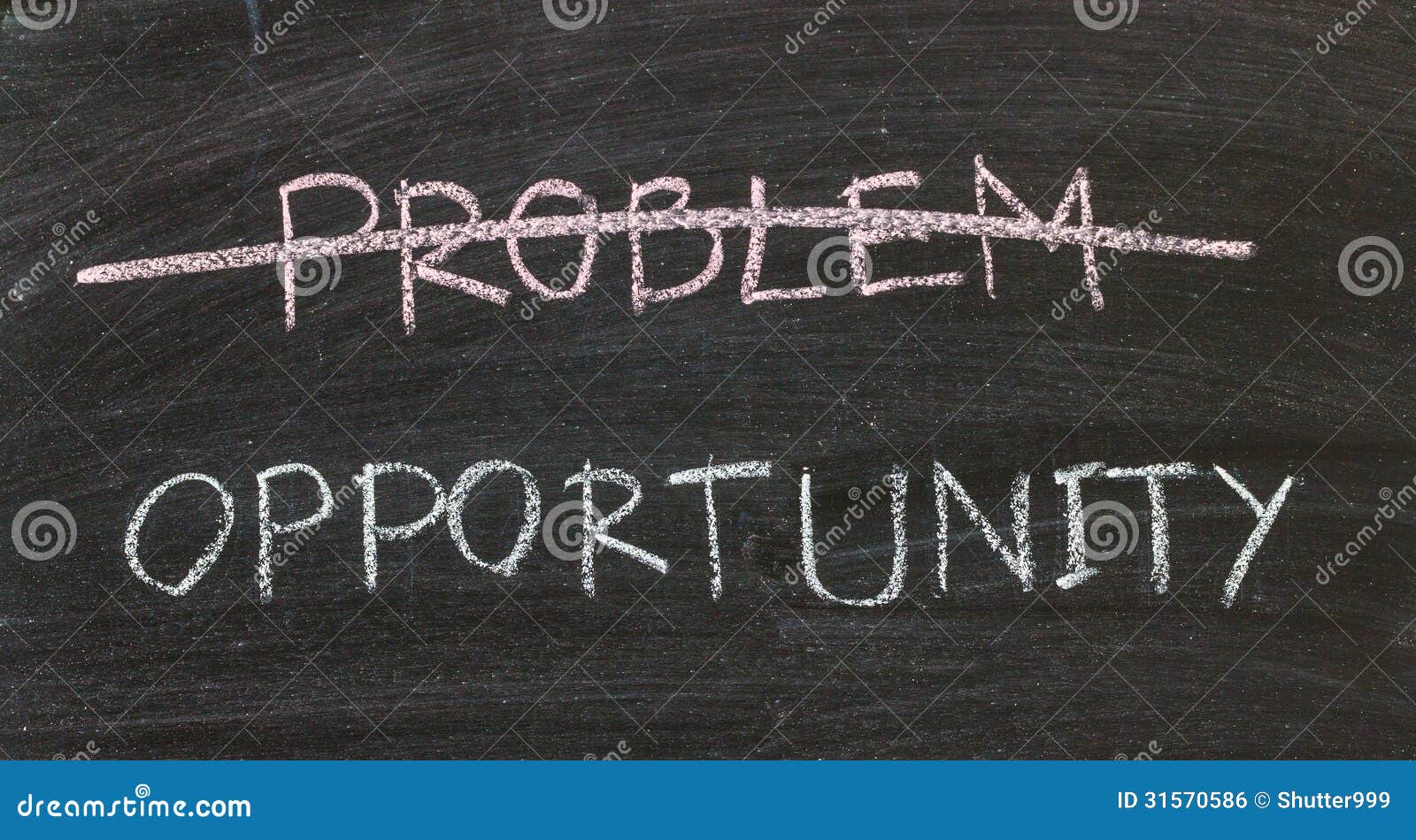 Problems Crossed Out and Opportunity Stock Photo - Image of problem ...