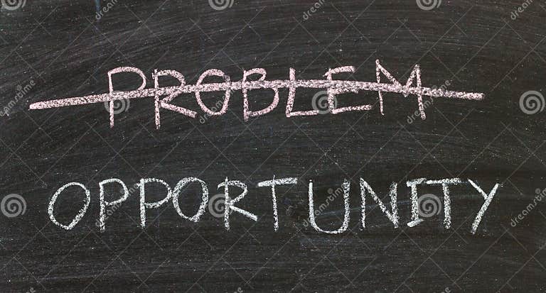 Problems Crossed Out and Opportunity Stock Photo - Image of problem ...