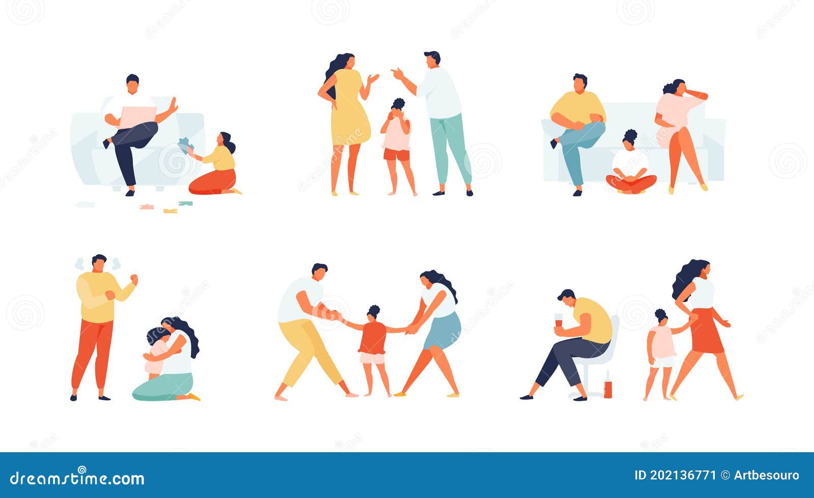 Problems with Family Difficulties Set Vector Stock Vector ...