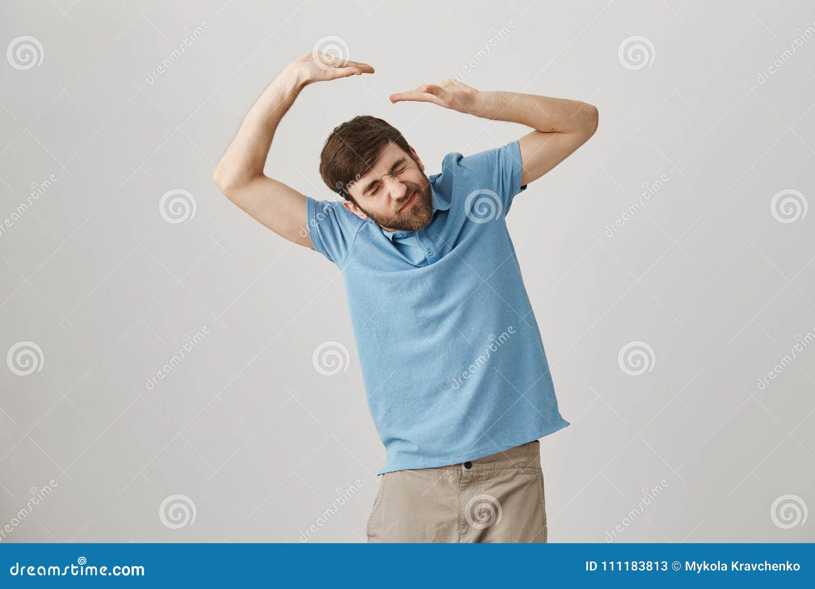 Problems Fell at Once. Studio Shot of Funny Slender Guy Squinting and ...