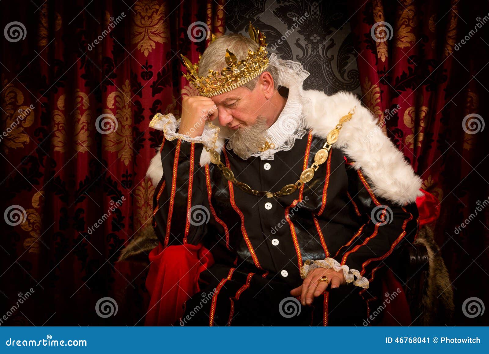 Problems of a king stock image. Image of pensive, cosplay - 46768041