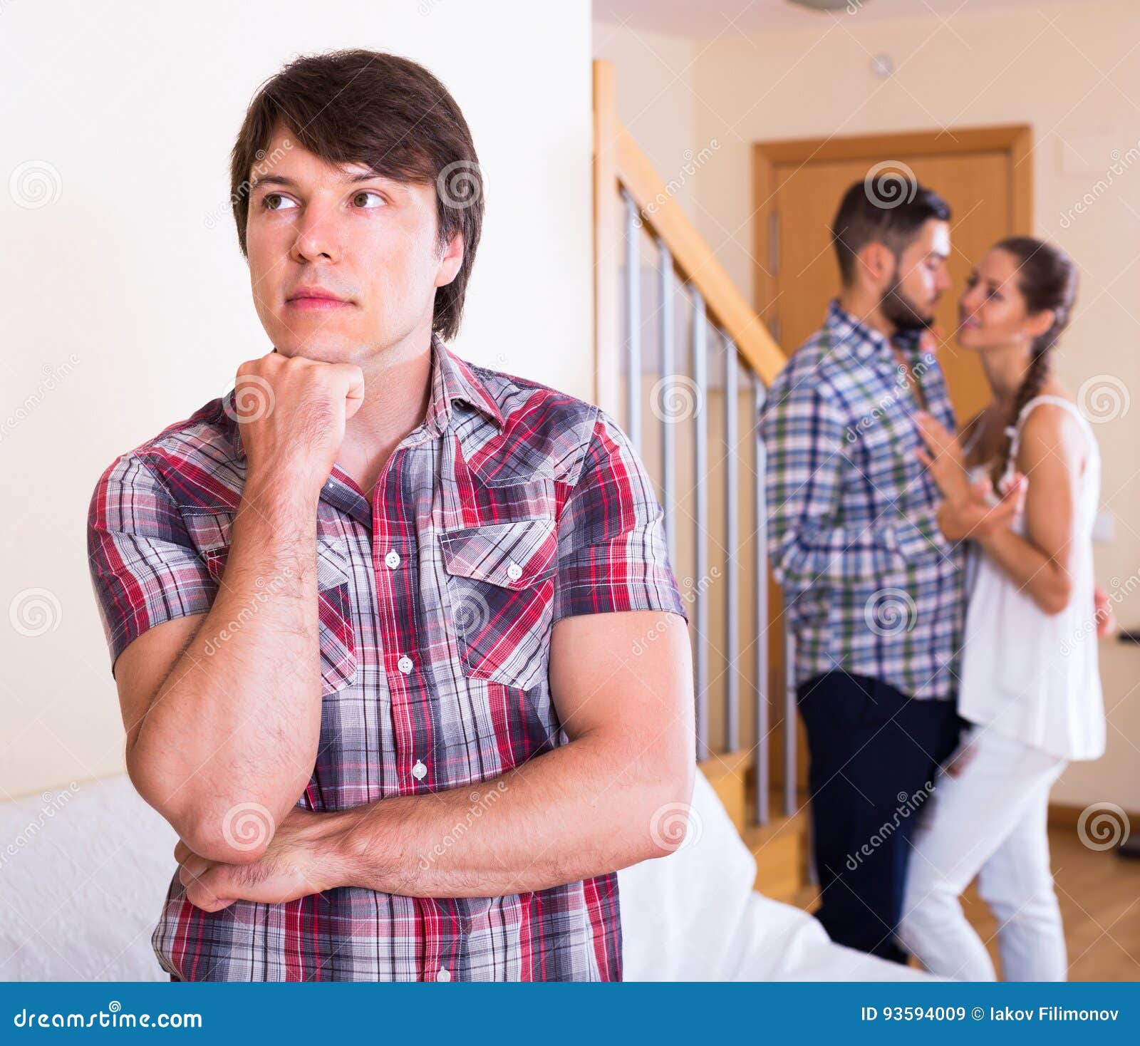 Problems of love triangle stock image. Image of indoor - 93594009