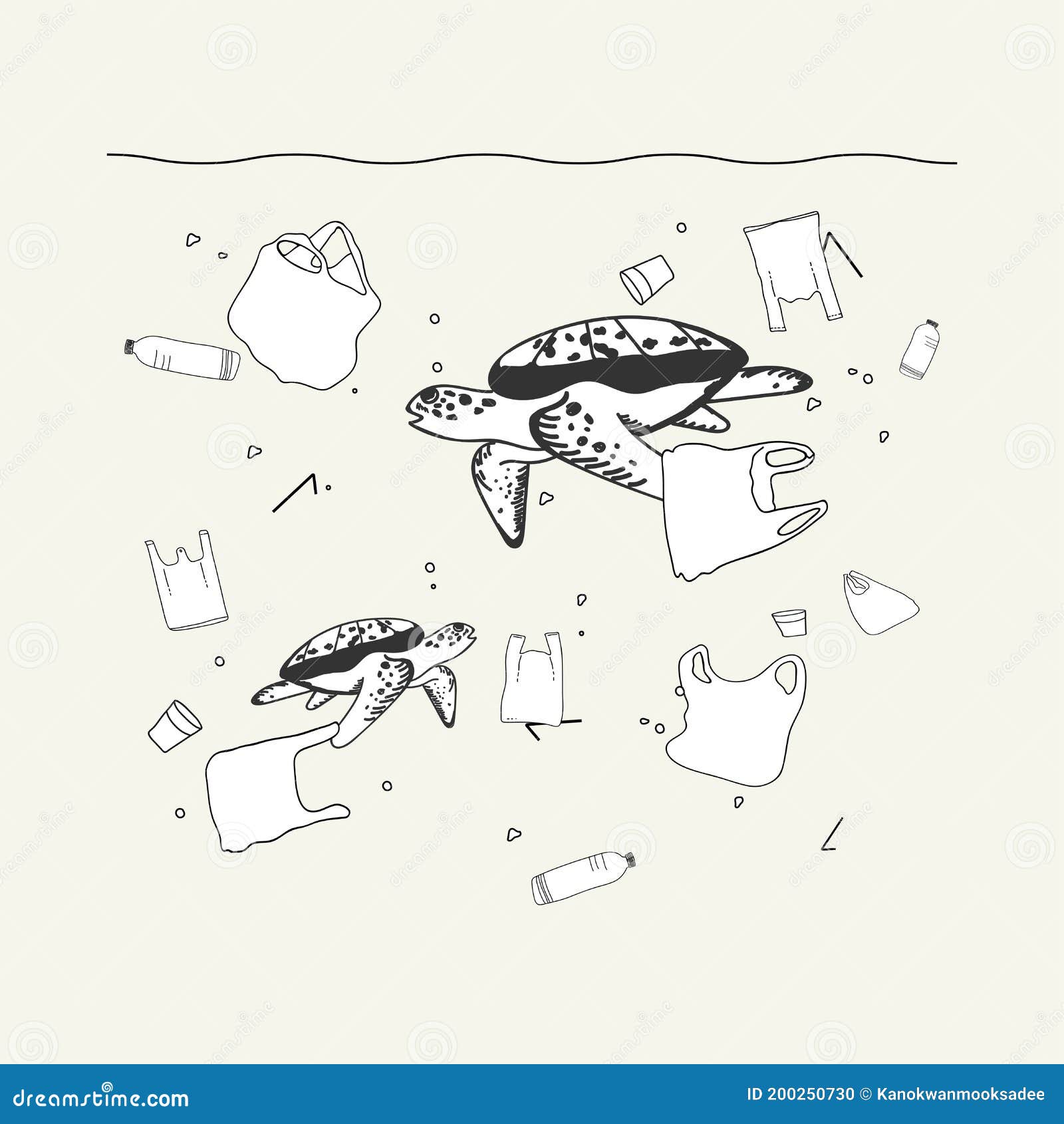 Pollution Of Seawater With Hazardous Plastic Waste. Vector Illustration ...