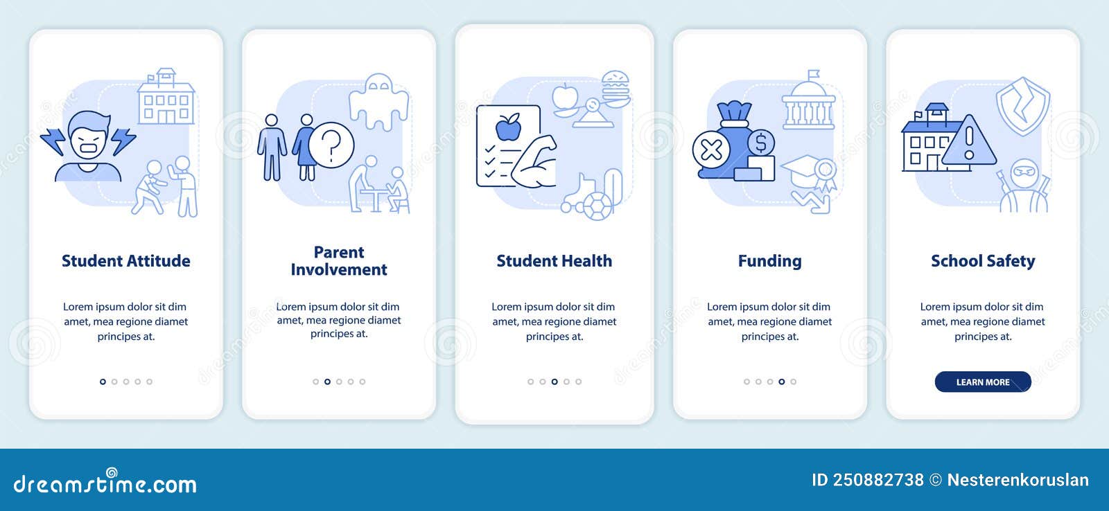 Problems in Public Schools Light Blue Onboarding Mobile App Screen ...