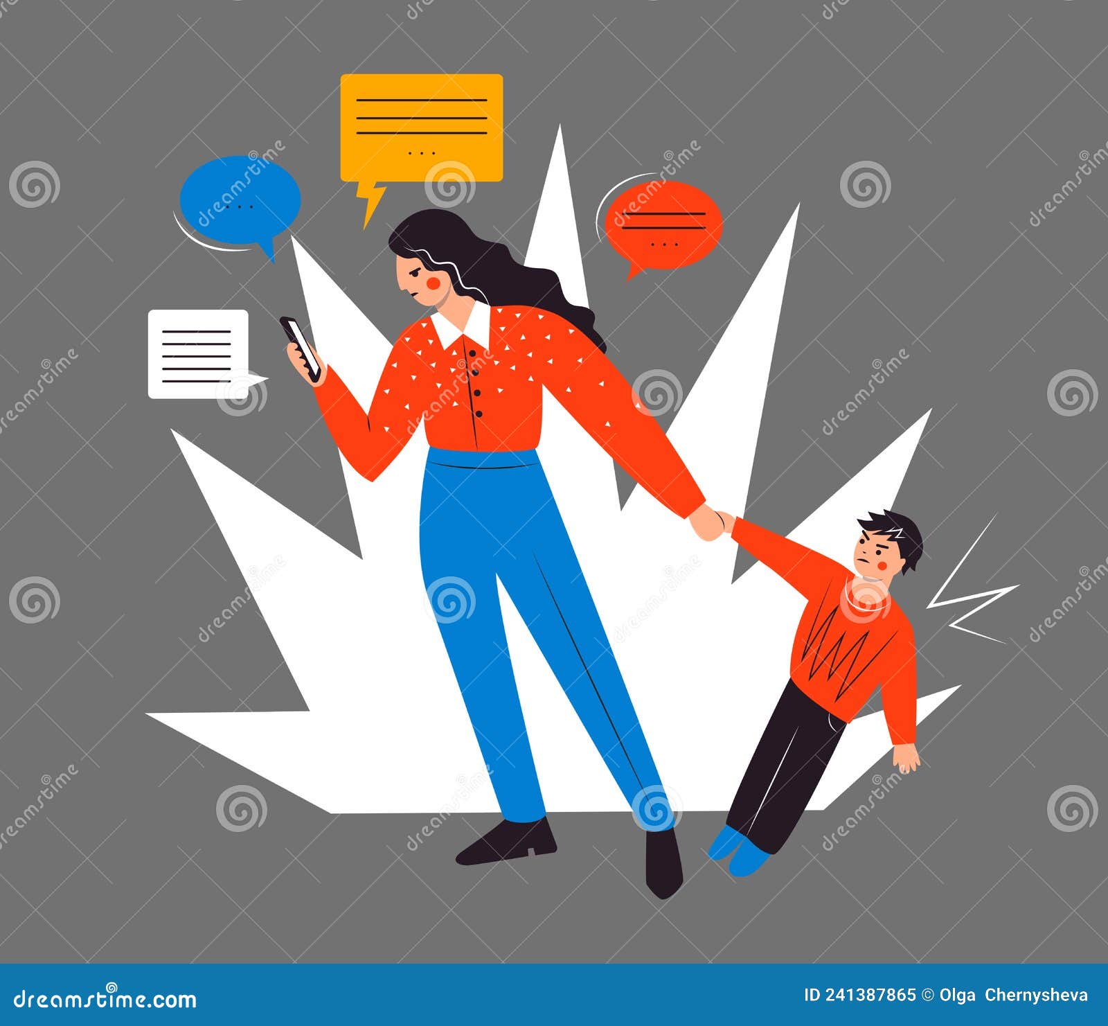 Problems in the Relationship between Mother and Child. Stock Vector ...