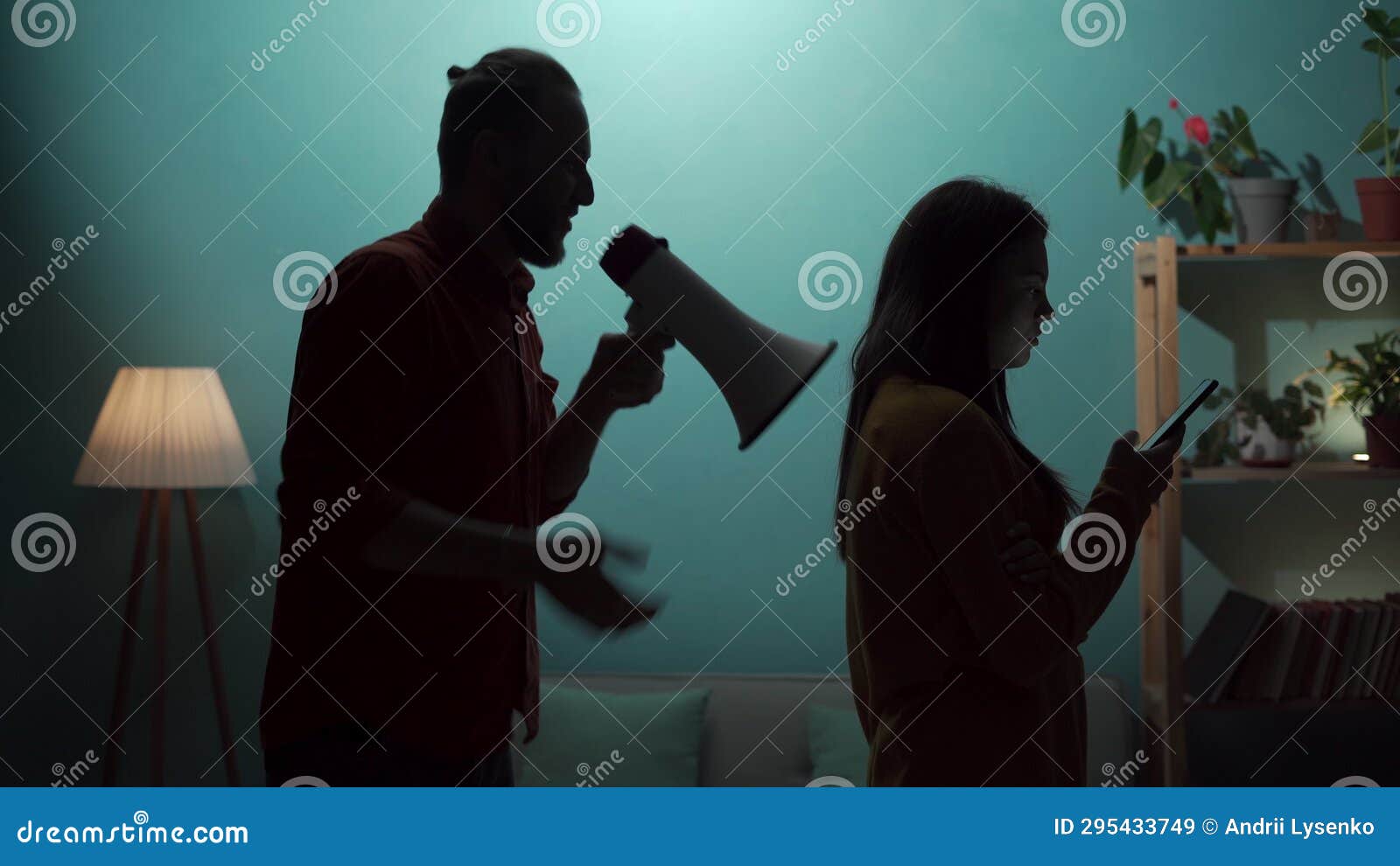 Problems in Relationships. a Young Angry Man Shouting into a ...