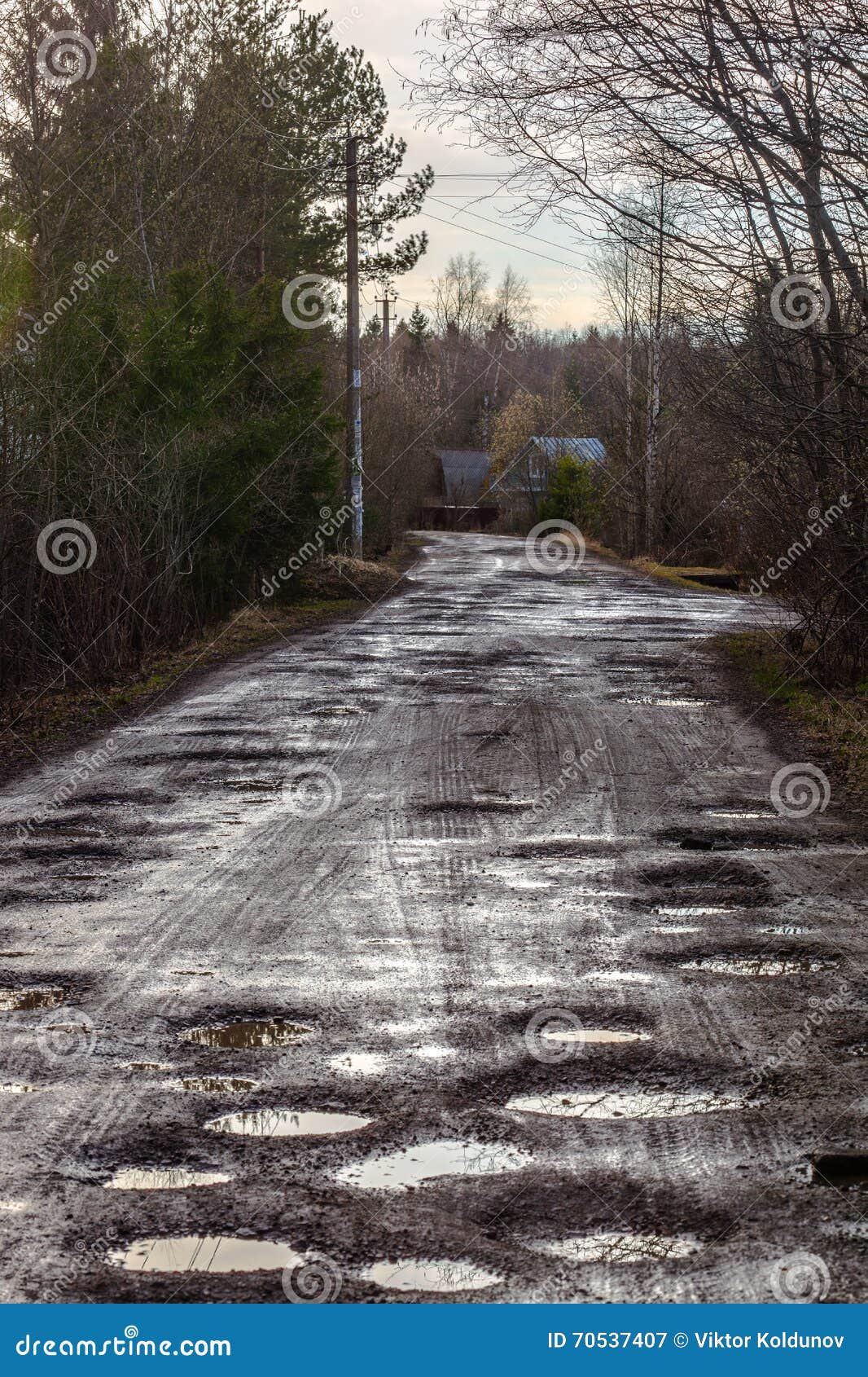 Problems with the Roads. the Destroyed Road after Cold Winter Stock ...