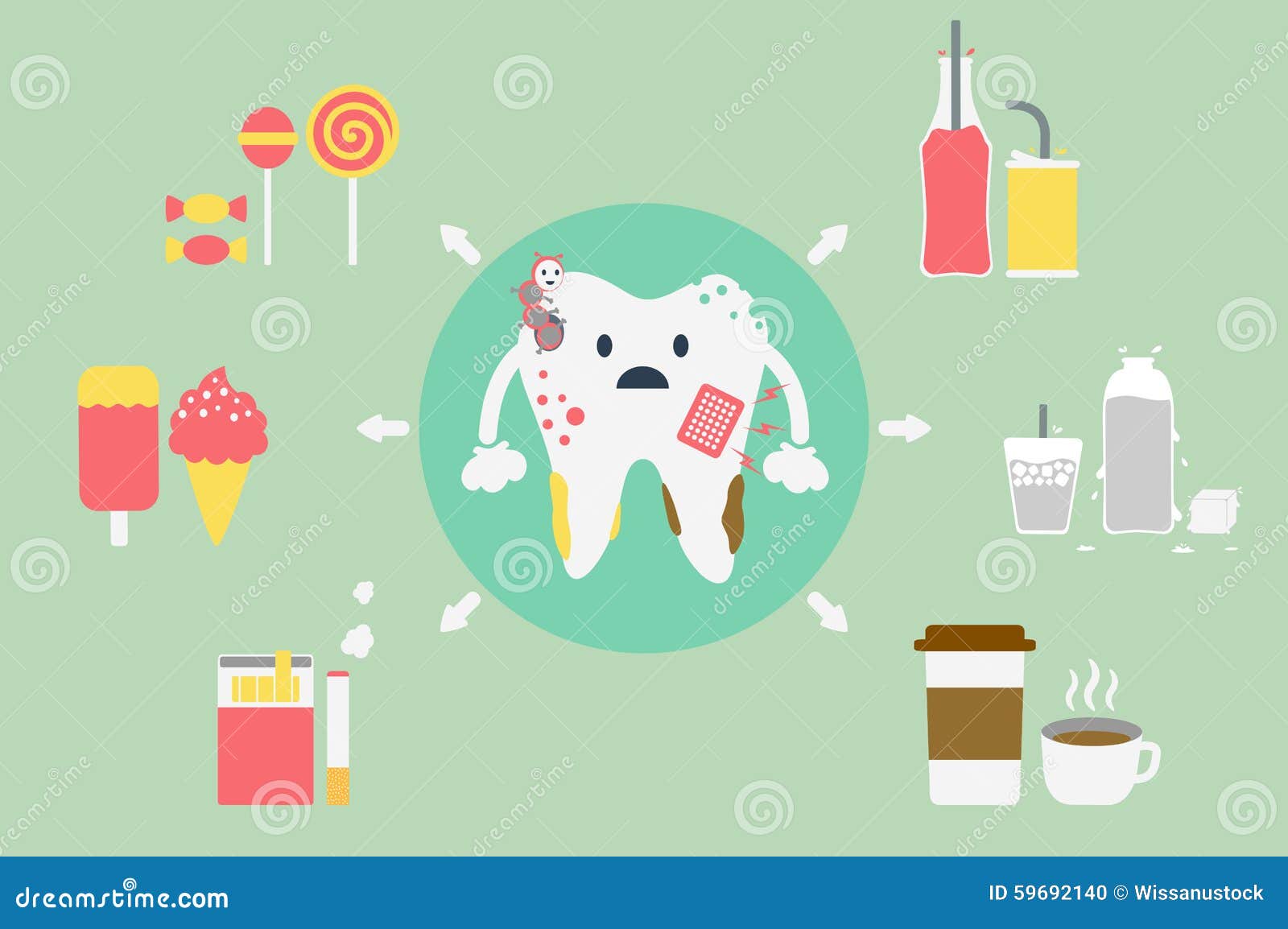 Problems with teeth stock vector. Illustration of hygiene - 59692140