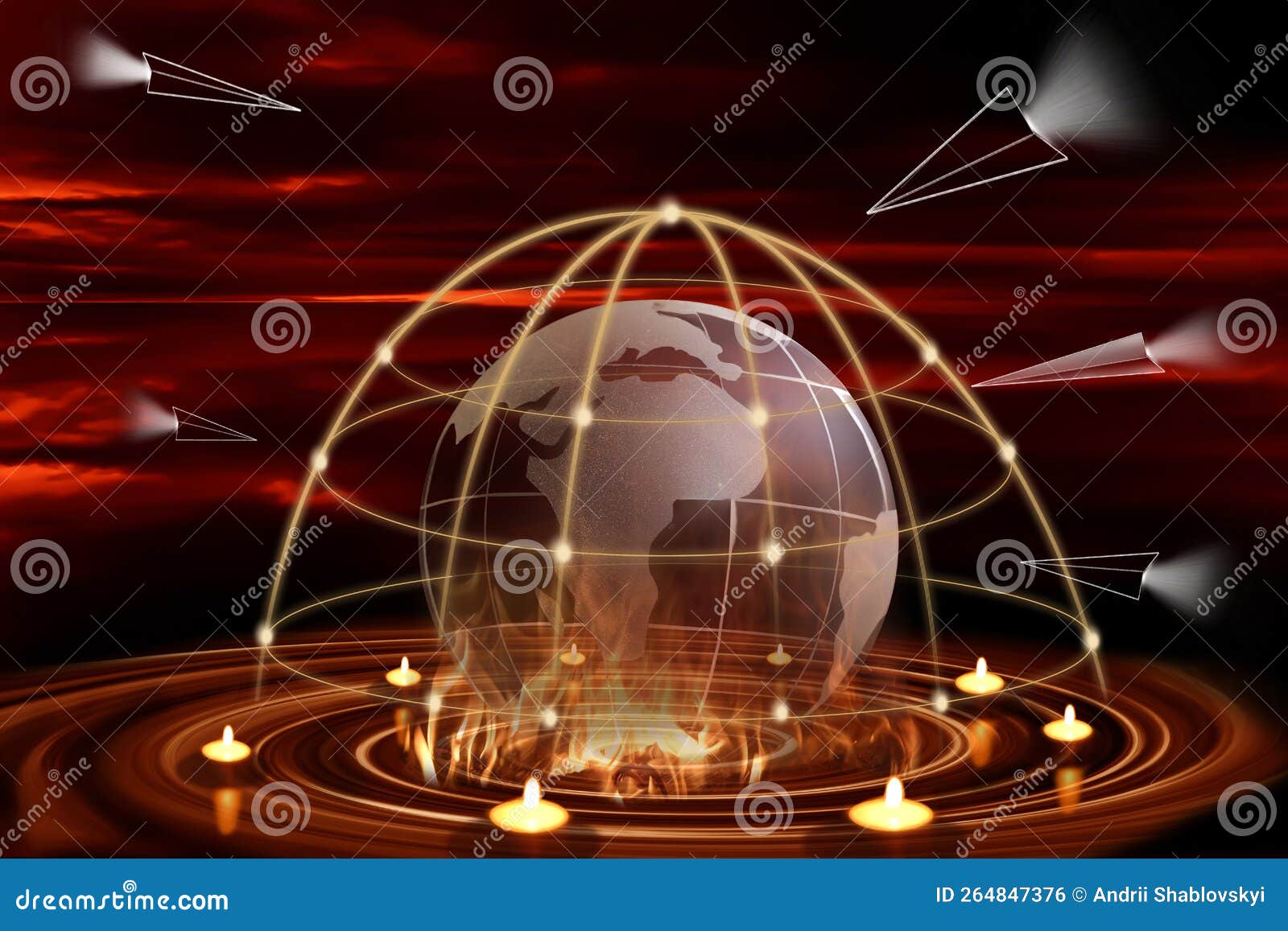 Problems of World Aggression. the Globe is on Fire Stock Photo - Image ...