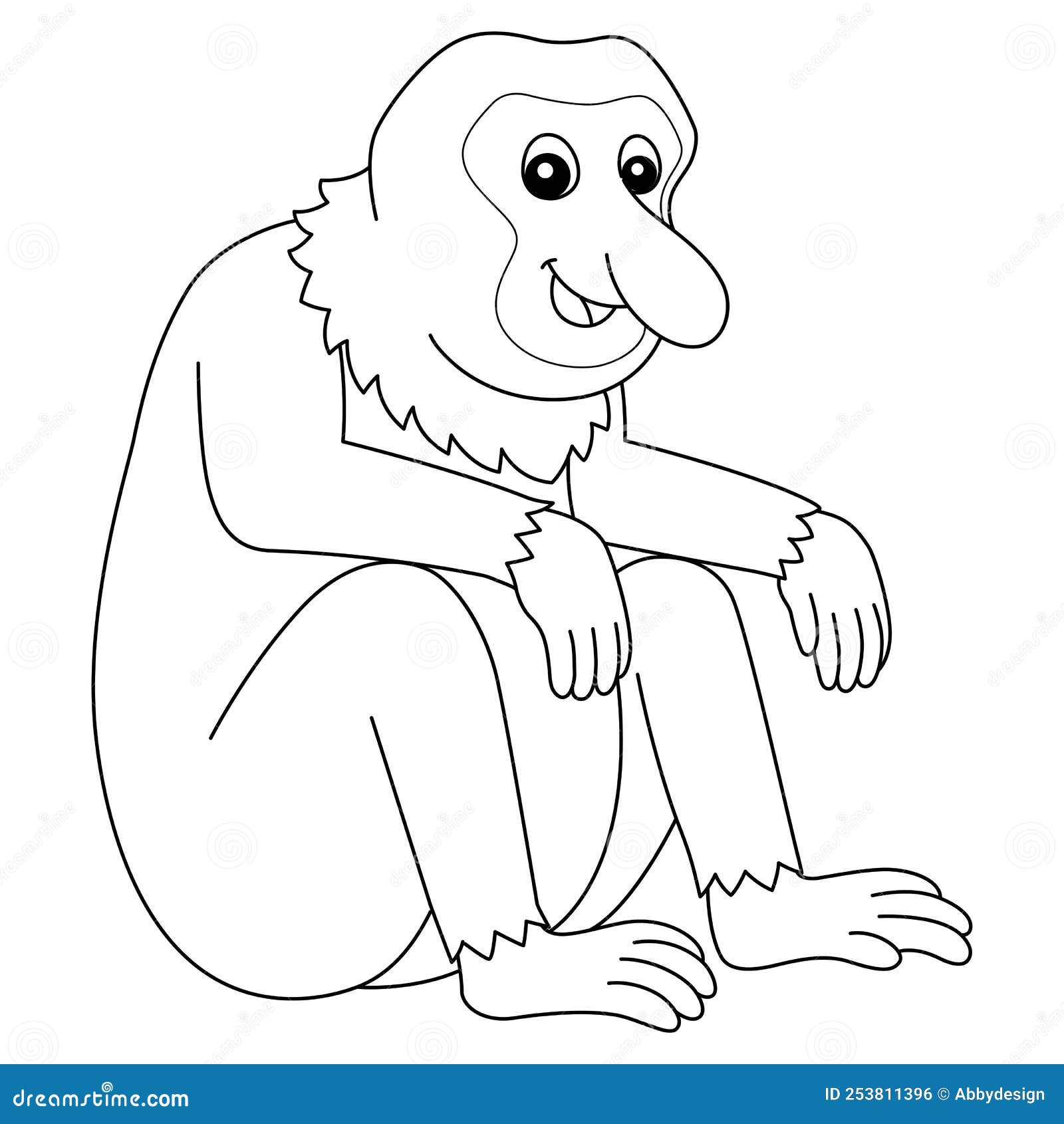 Proboscis Monkey Animal Isolated Coloring Page Stock Vector ... Proboscis Monkey Animal Isolated Coloring Page Stock Vector ...