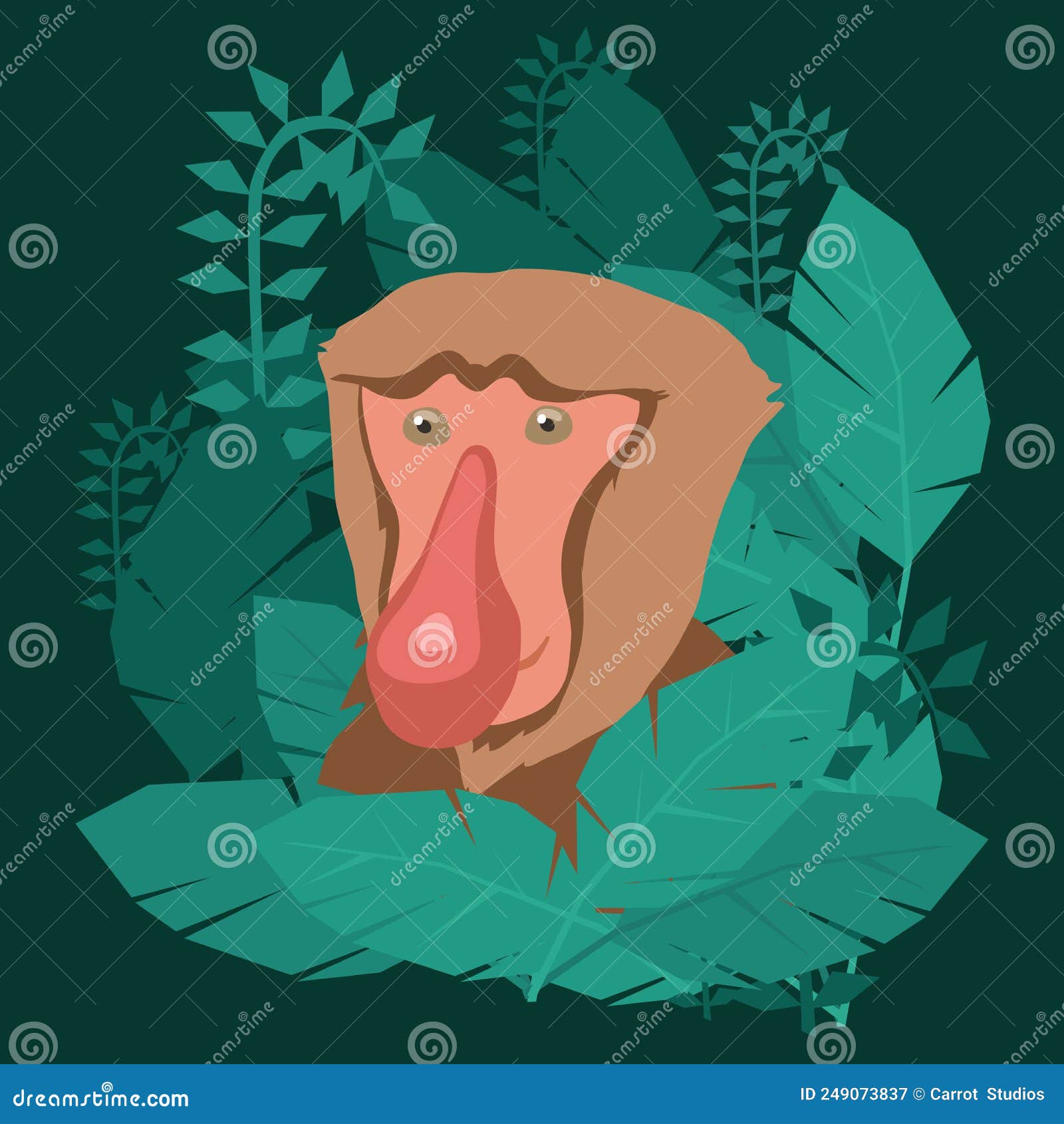Proboscis Monkey Face Clip Art Stock Illustration - Illustration of ...