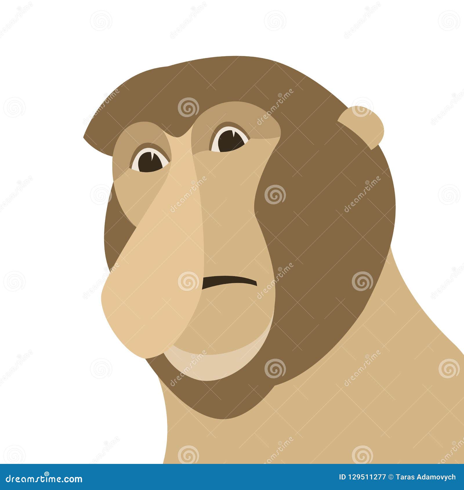 Proboscis Monkey Head Vector Illustration Flat Style Stock Vector ...