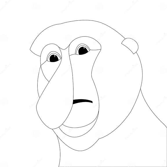 Proboscis Monkey Head Vector Illustration Lining Draw Stock Vector ...