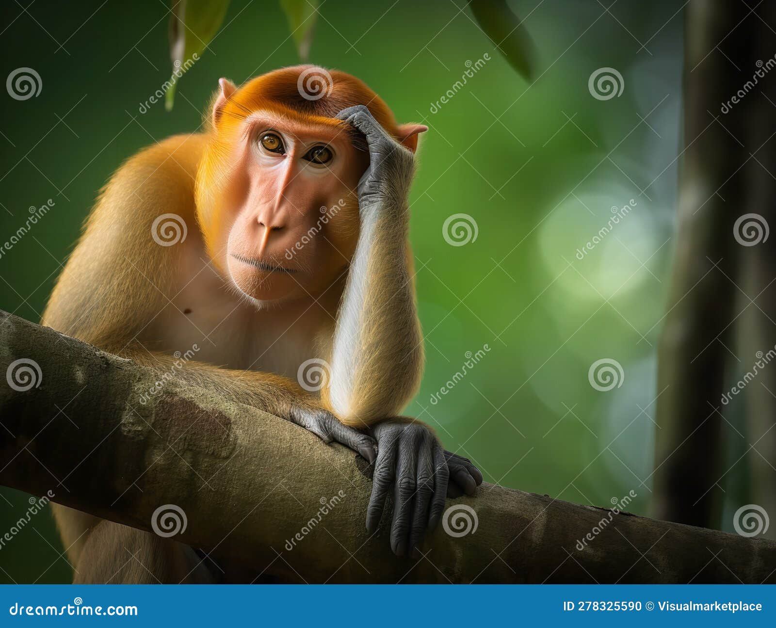The Bizarre Beauty of the Proboscis Monkey Stock Illustration ...