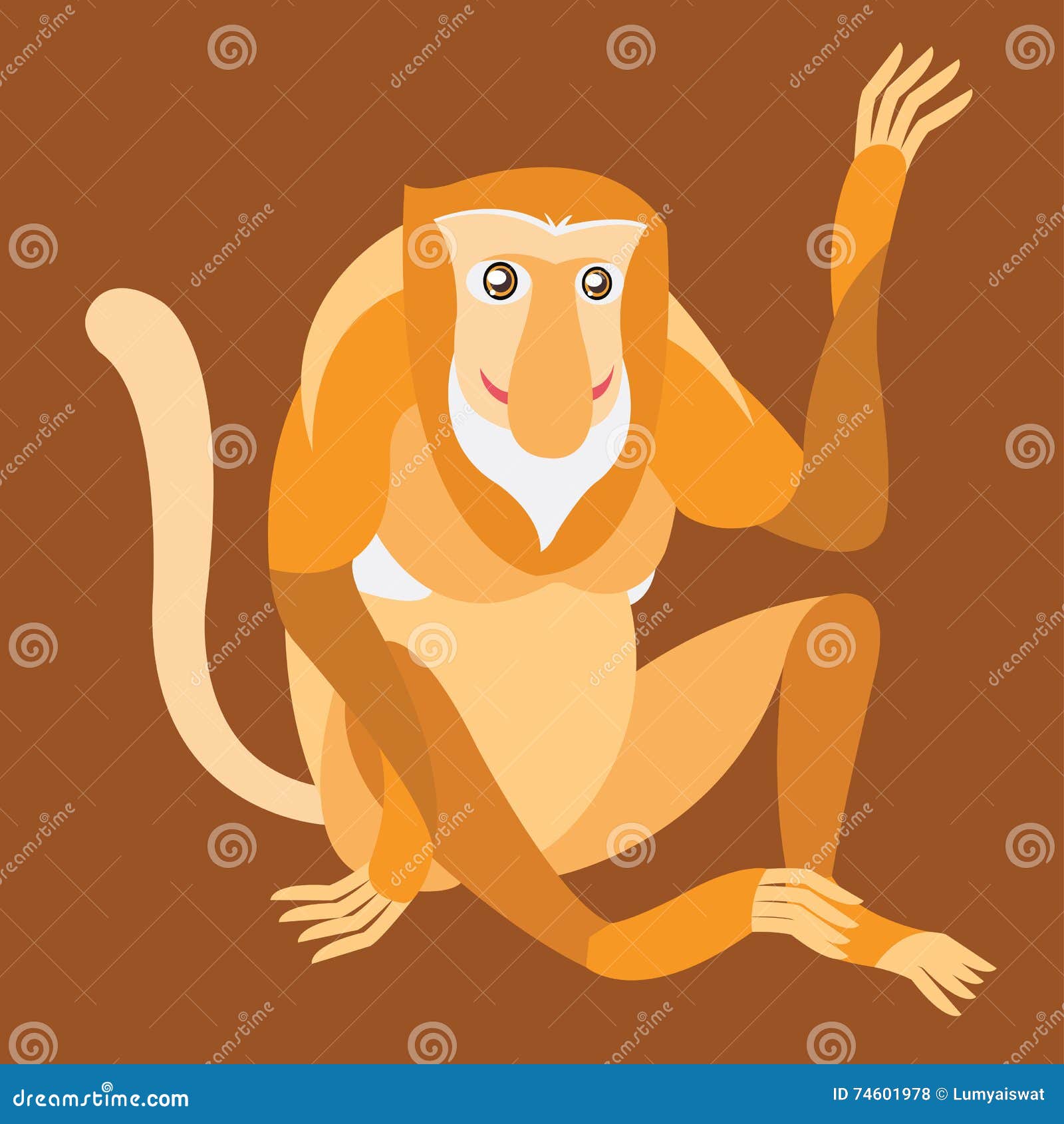 Proboscis Monkey Head Vector Illustration Lining Draw | CartoonDealer ...