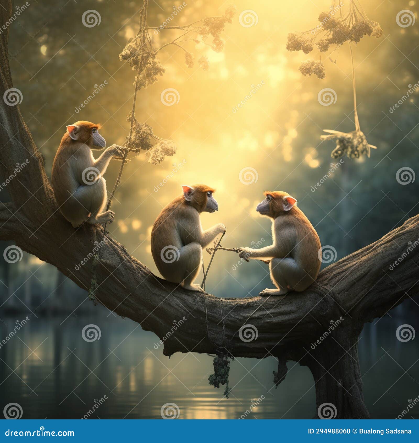 Of Proboscis Monkeys stock illustration. Illustration of nature - 294988060