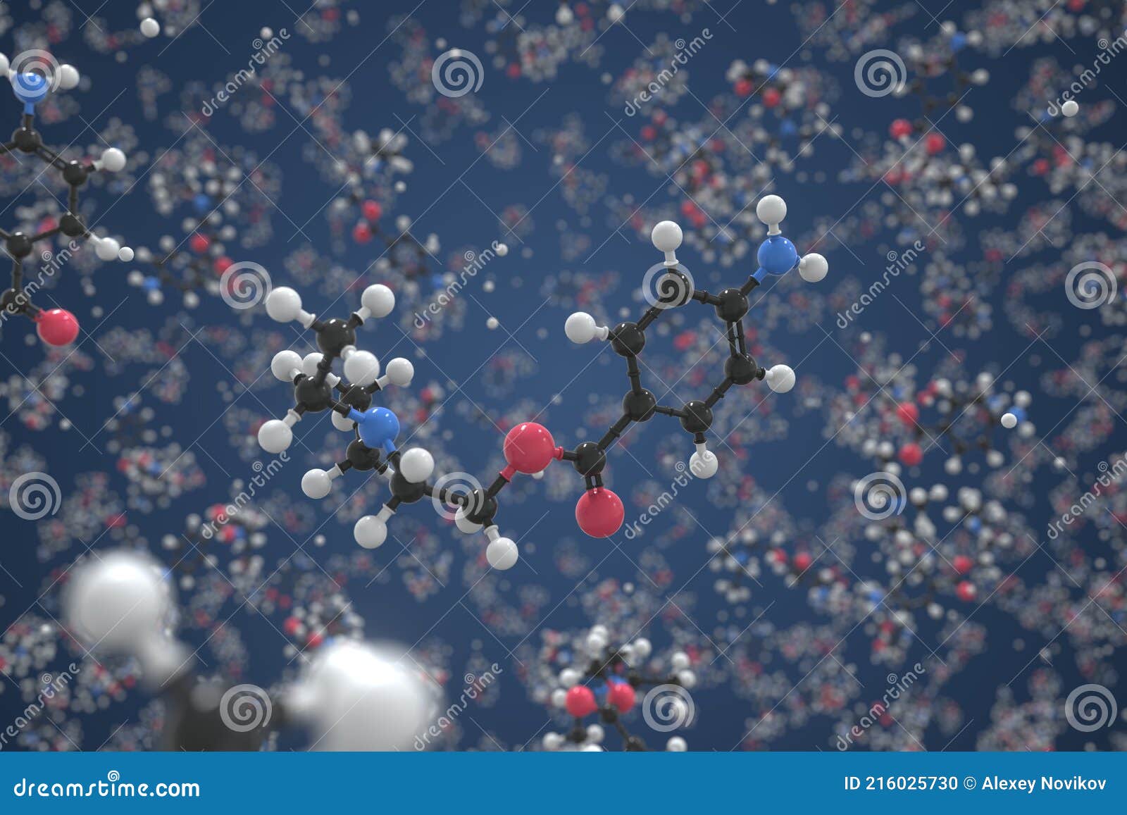 Procaine Molecule. Is A Local Anesthetic Drug. Structural Chemical ...