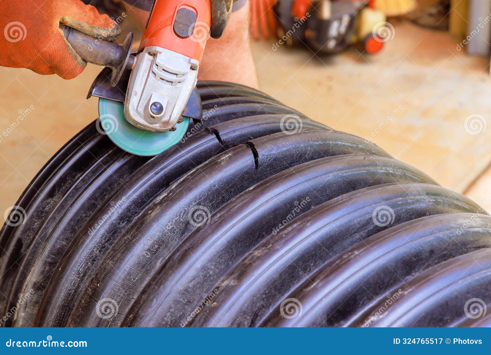 Procedure of Cutting Hole in a Black Plastic Polypropylene Sanitary ...