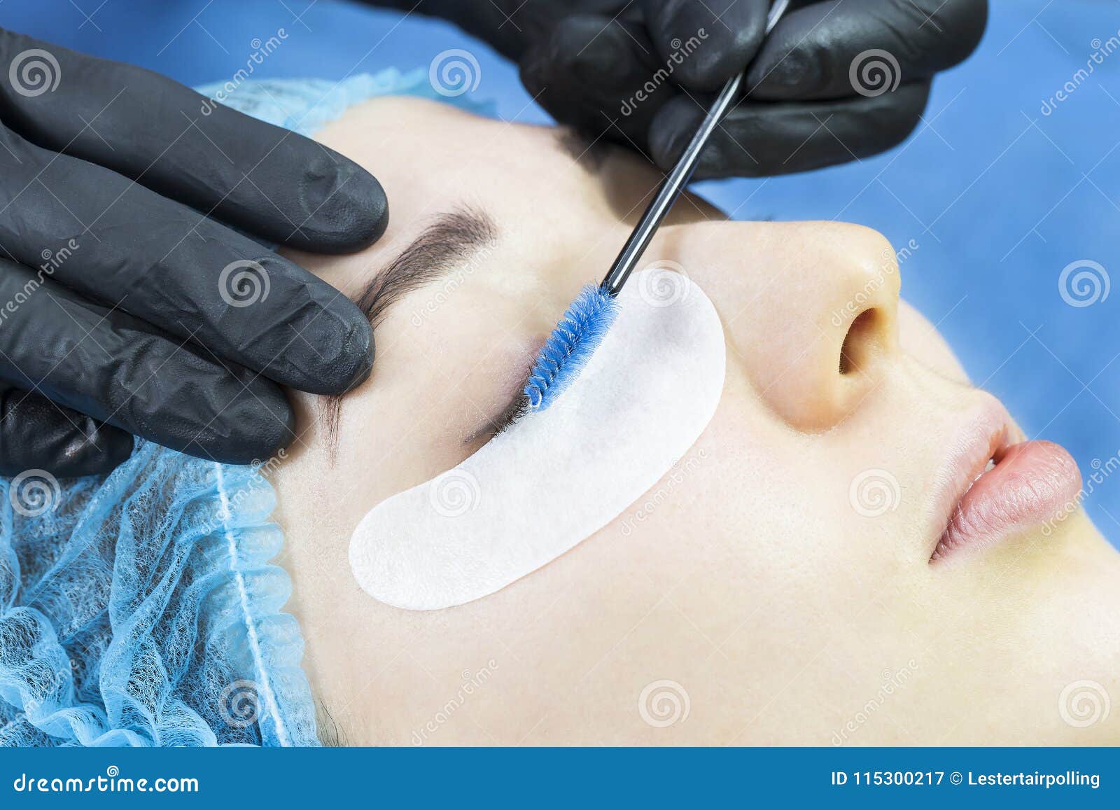 Procedure for Eyelash Extensions, Eyelashes Lamination. Stock Image ...