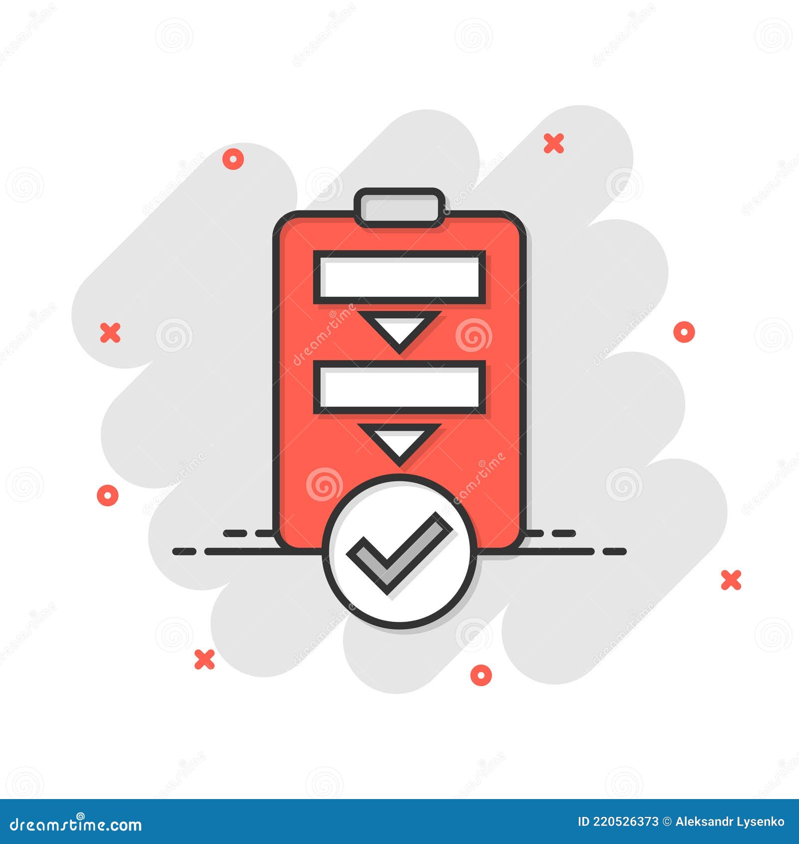 Procedure List Icon in Comic Style. Document Project Cartoon Vector ...
