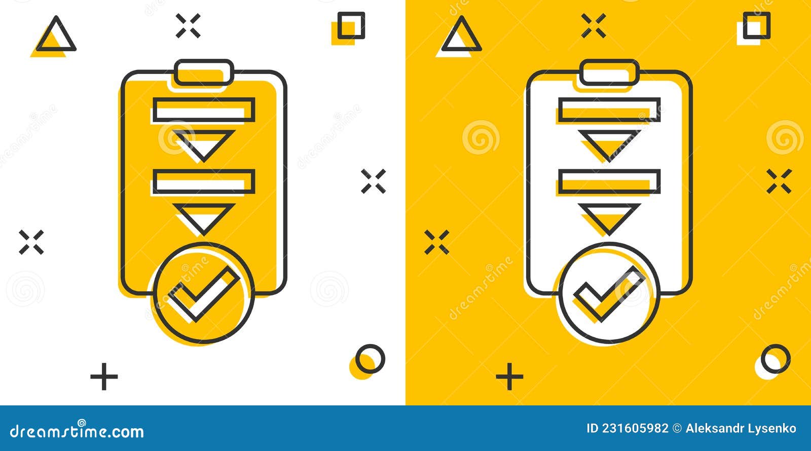 Procedure List Icon in Comic Style. Document Project Cartoon Vector ...
