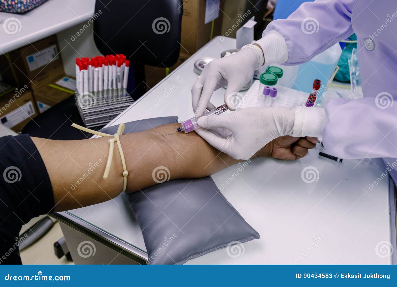 The Procedure Use Needle of Blood Collection from the Patient`s Stock ...