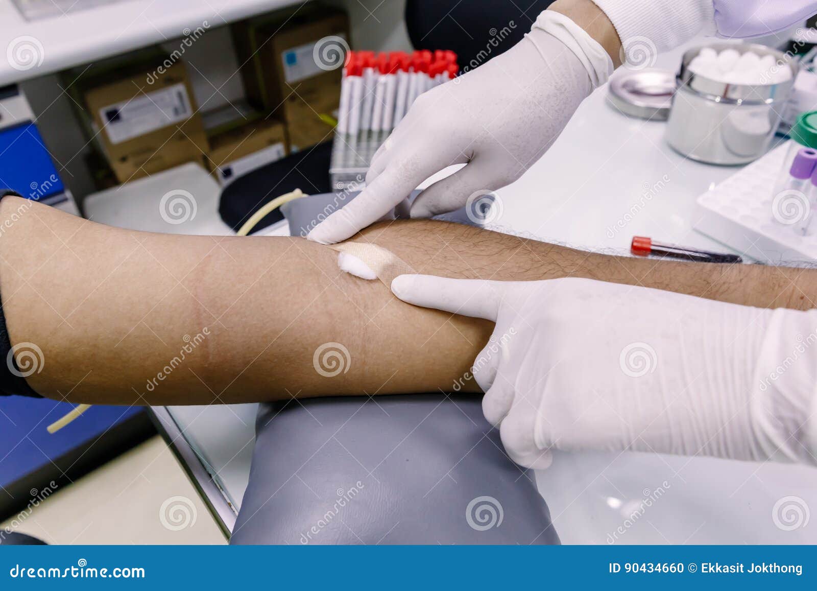 The Procedure Use Needle of Blood Collection from the Patient`s Stock ...