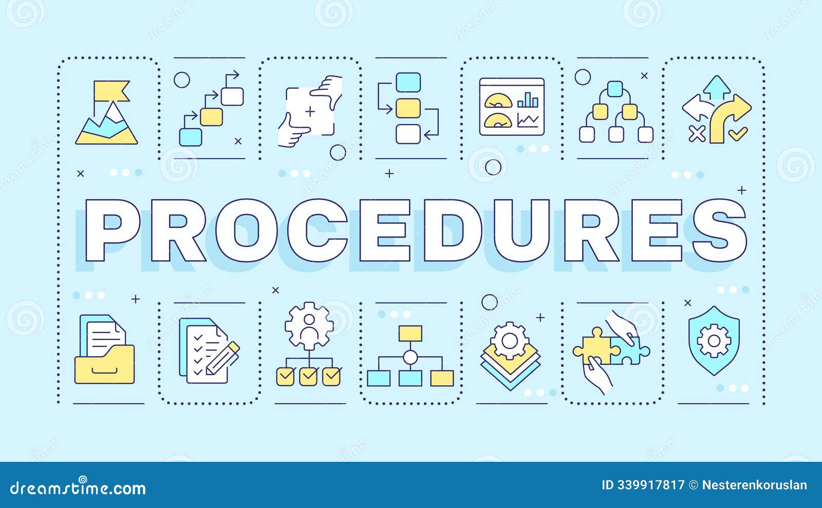 Procedures Soft Blue Word Concept Stock Illustration - Illustration of ...