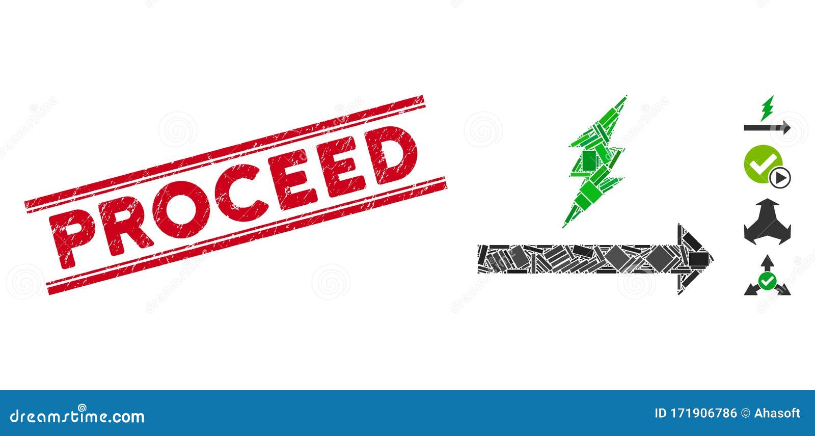 Proceed Scratched Stamp With Tick Cartoon Vector | CartoonDealer.com ...