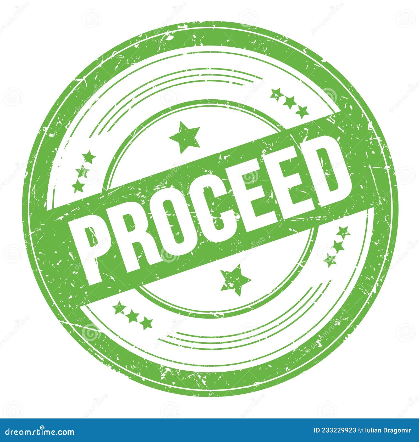 PROCEED Text on Green Round Grungy Stamp Stock Illustration ...