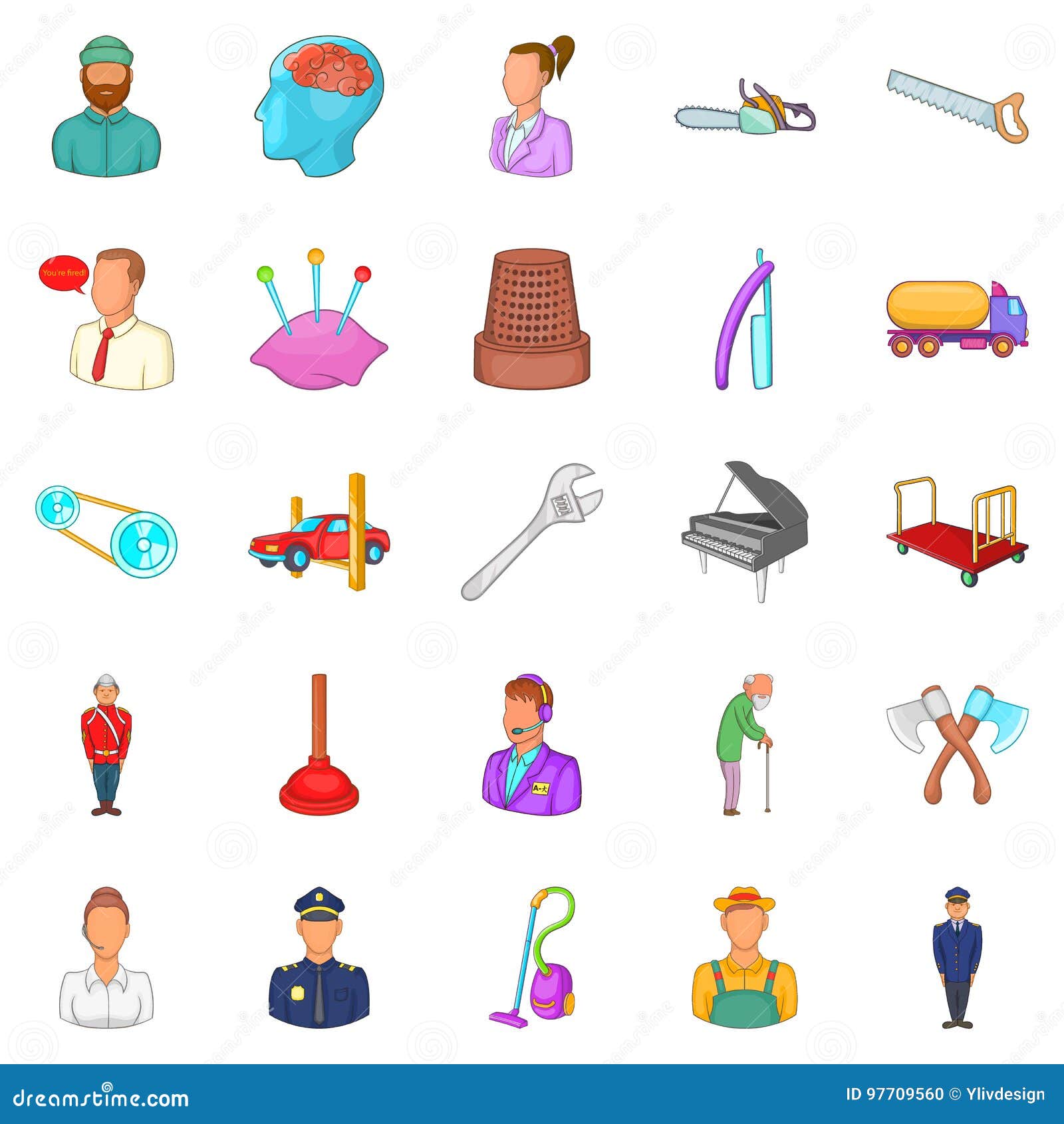 Proceedings Icons Set, Cartoon Style Stock Vector - Illustration of ...