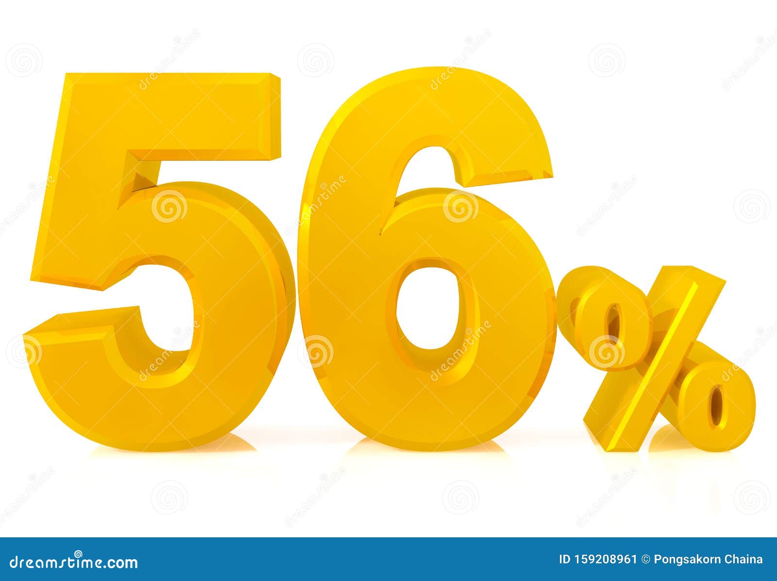 56 Procent Goud 3d Renderen Op Witte Achtergrond Stock Illustratie ...