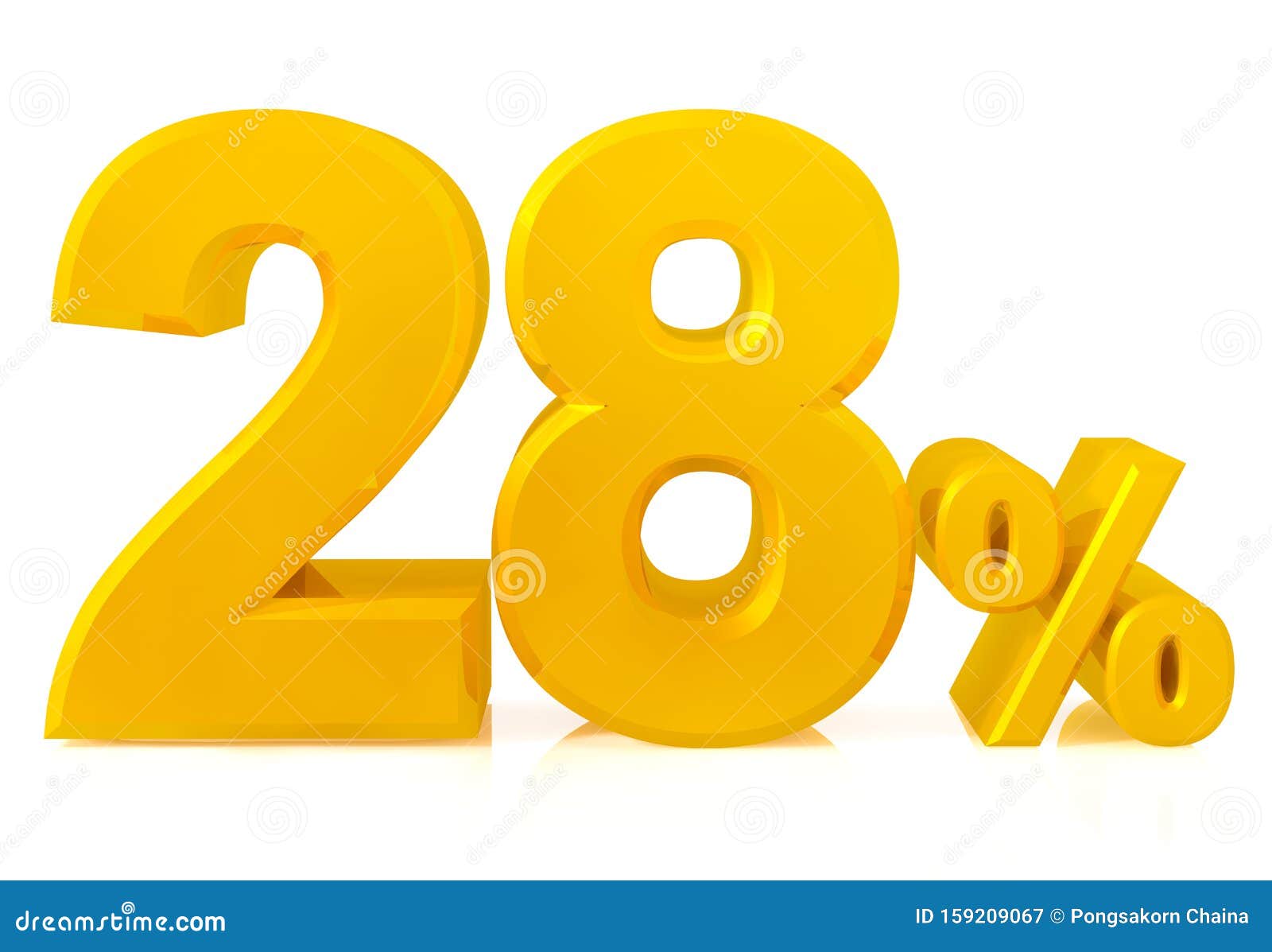 28 Procent Goud, 3d Renderen Op Witte Achtergrond Stock Illustratie ...