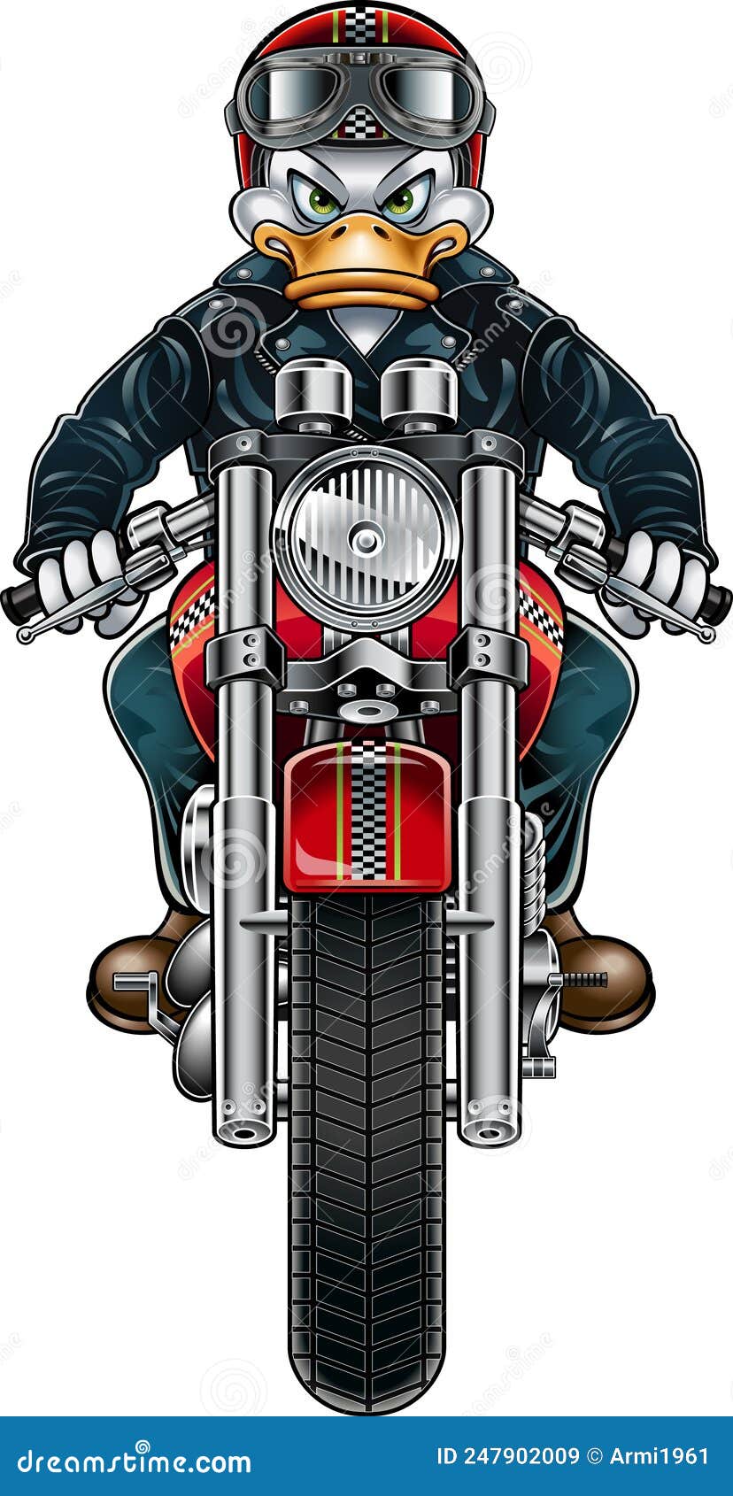 Duck in Leather Jacket Driving on a Motorcycle Stock Vector ...