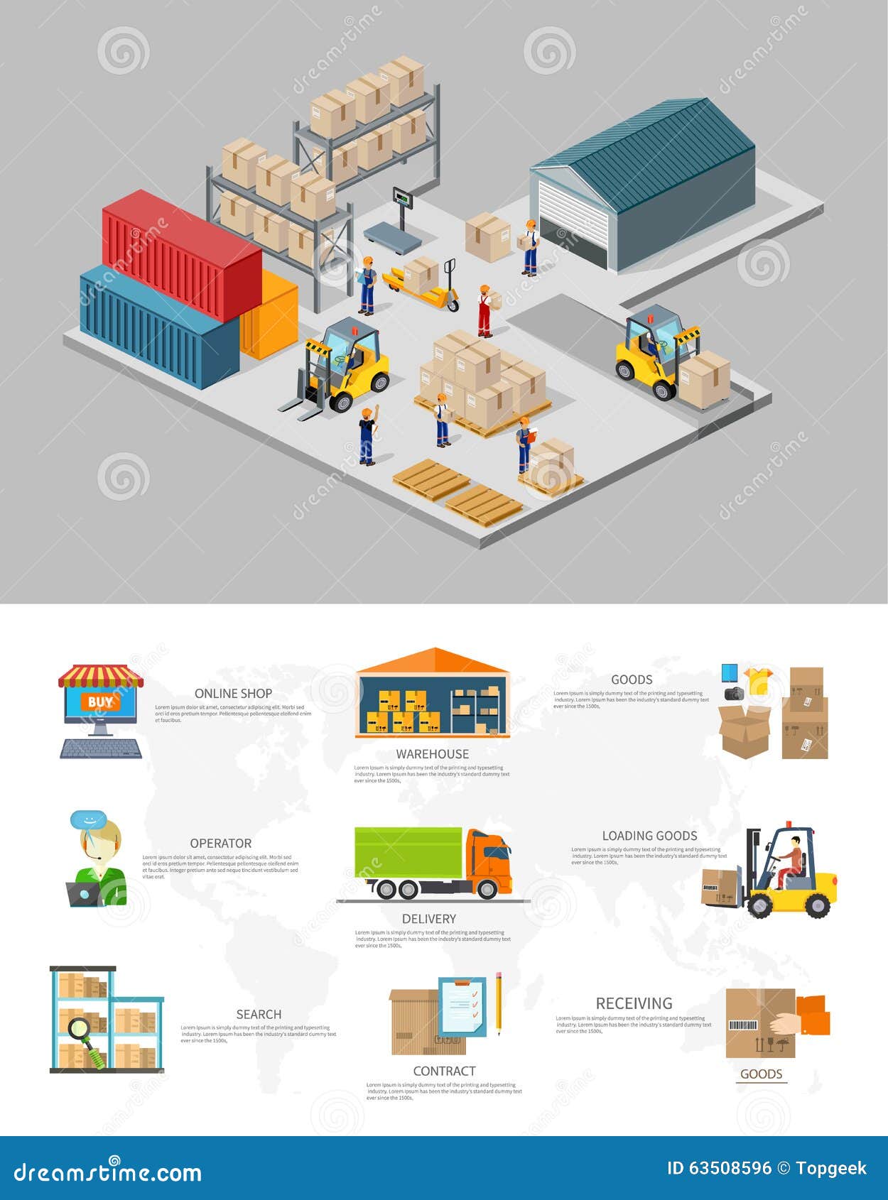 Proceso Isométrico Del Icono 3d De Warehouse Ilustración del Vector ...