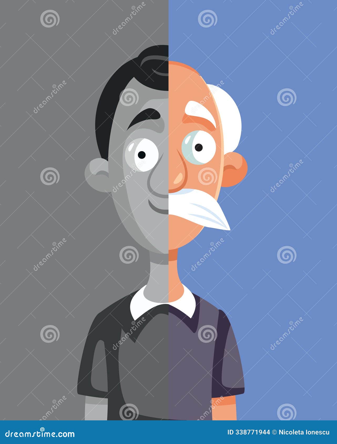 Young and Old Male Character Comparison Vector Image Stock Vector ...