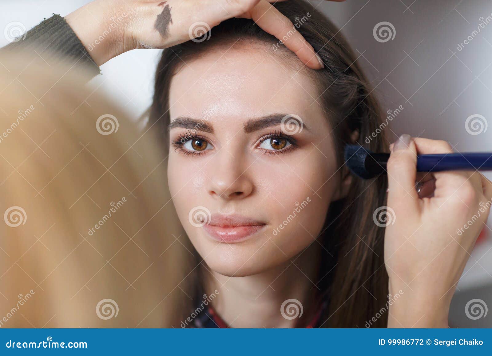 Process of Applying Makeup on the Girls Face Stock Photo - Image of ...