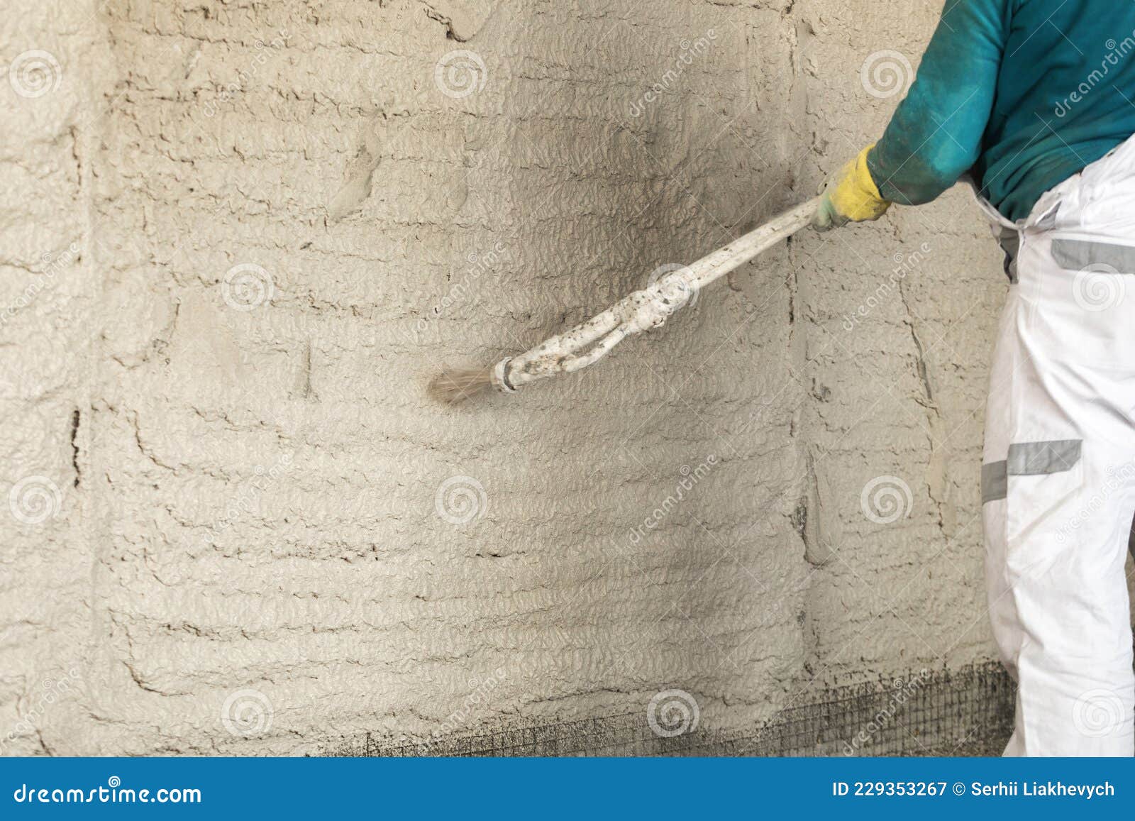 The Process of Applying Plaster To Walls Inside a Building by Machine ...