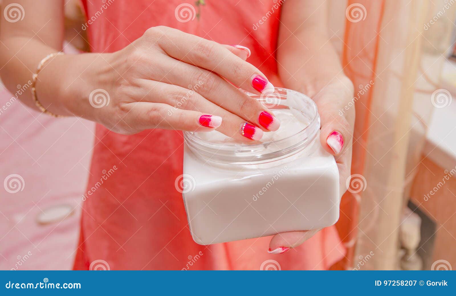 The Process of Applying a White Cream Stock Image - Image of cosmetics ...