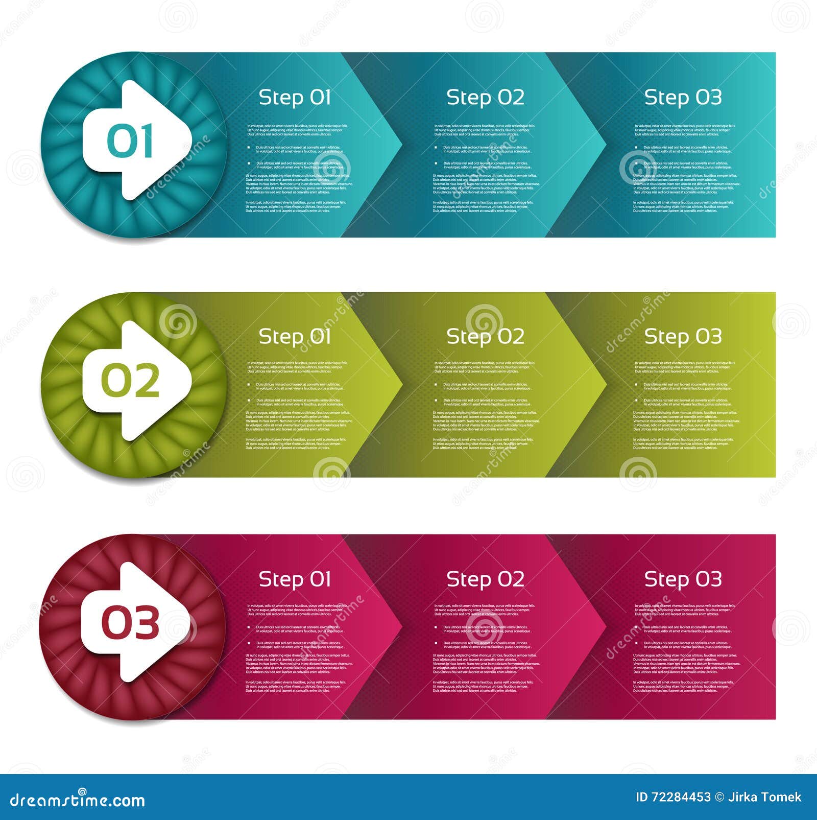 Process Arrows Boxes. Step By Step Vector Set. Three Steps ...